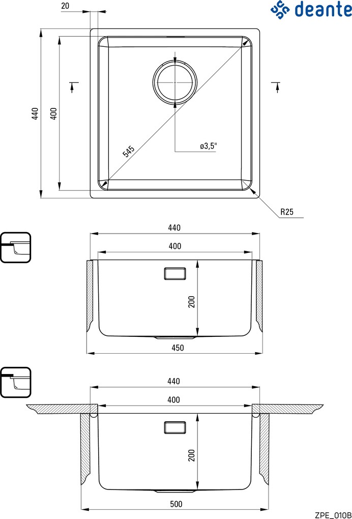 Deante Dřez Egeria nerez - ZPE 010B