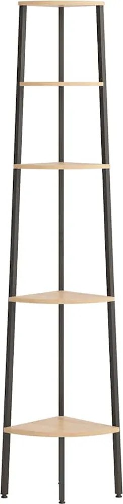5patrová rohová police světle hnědá a černá 45,5x31,5x180 cm 336394
