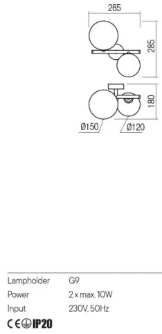 Redo 01-2778 - Nástěnné svítidlo ROY 2xG9/10W/230V