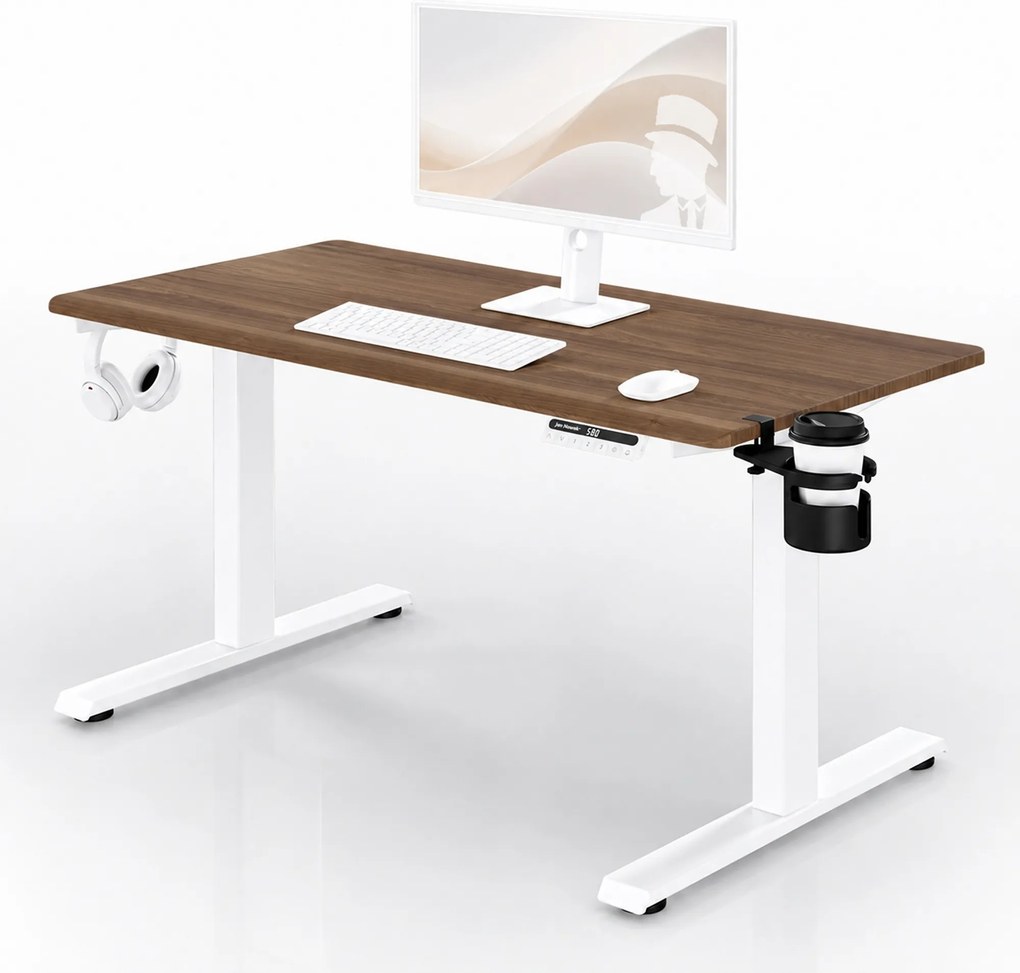 Elektrický stůl s nastavitelnou výškou ergonomický bílý/ořech,1200x600 mm: ARIA