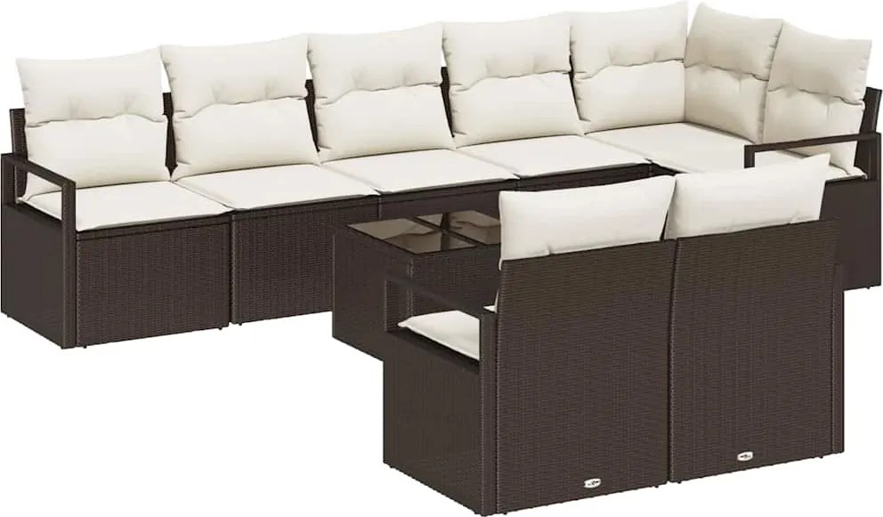 Set pohovek 9 ks Hnědá polyratan 3346438