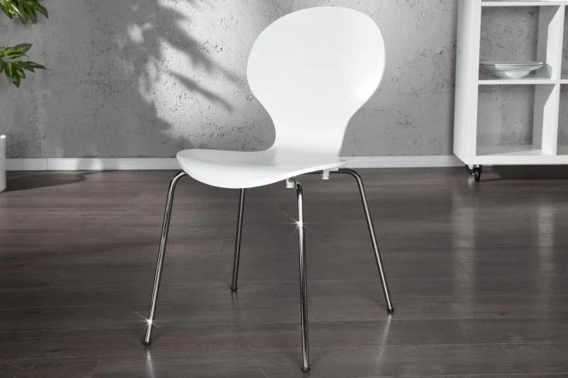 Deflee židle FORM WHITE ZDL16buková překližka, kovová základna  45 cm x 85 cm x 45 cm
