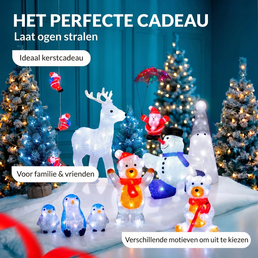 LED akryl figurky Vánoce tučňák-rodina