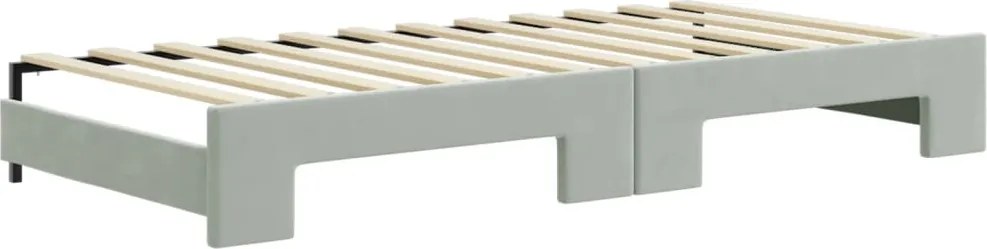 Válenda s přistýlkou a zásuvkami světle šedá 90 x 200 cm samet 3197001