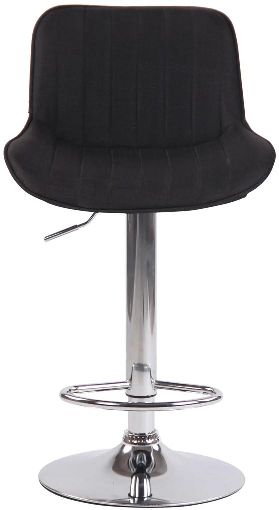 Barová židle Haugo - látkové čalounění - chromovaný rám | černá