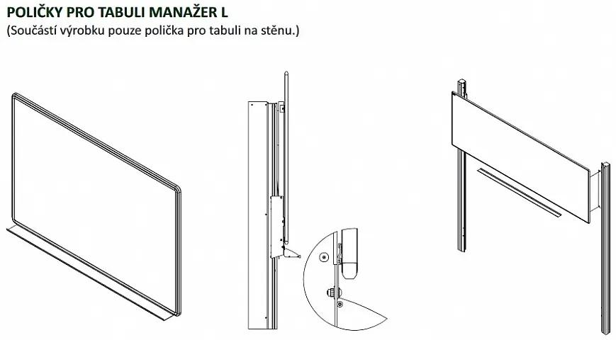 Magnetická tabule s odkládací poličkou MANAŽER L 150 x 120 cm
