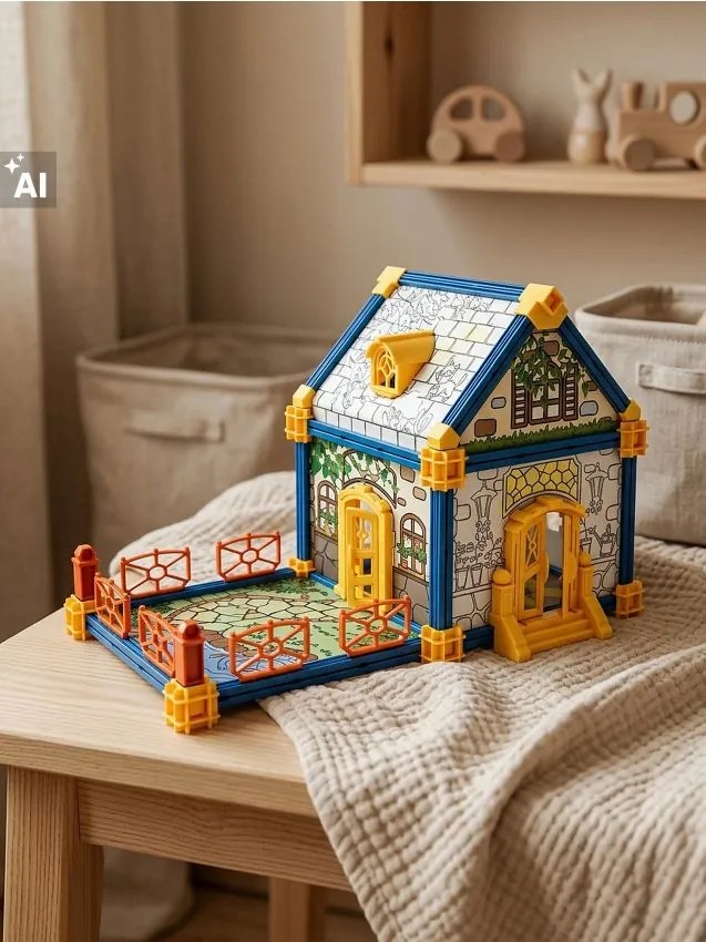 Sinsay - DIY konstrukční sada na sestavení a vybarvení domečku - vícebarevná