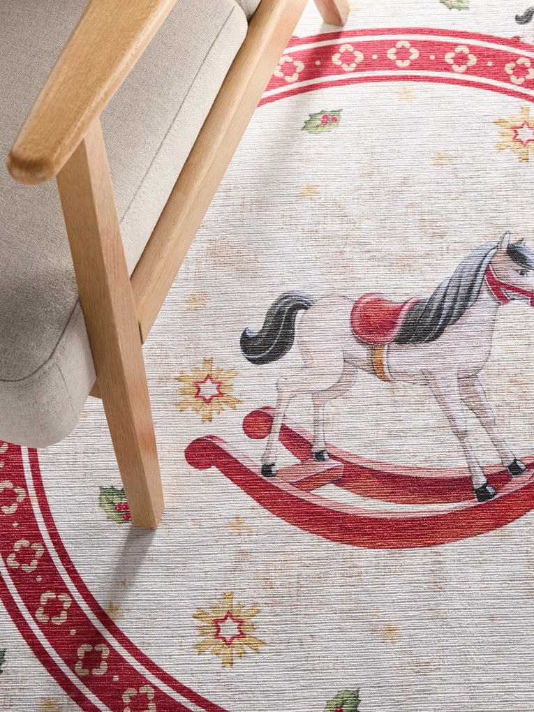 Villeroy & Boch Kusový koberec Toy's delight 106275 Cream, Red kruh, 160x160 (průměr) kruh, červená, obývací pokoj