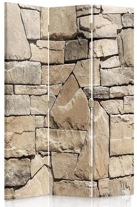 Ozdobný paraván Kamenná zeď - 110x170 cm, třídílný, klasický paraván