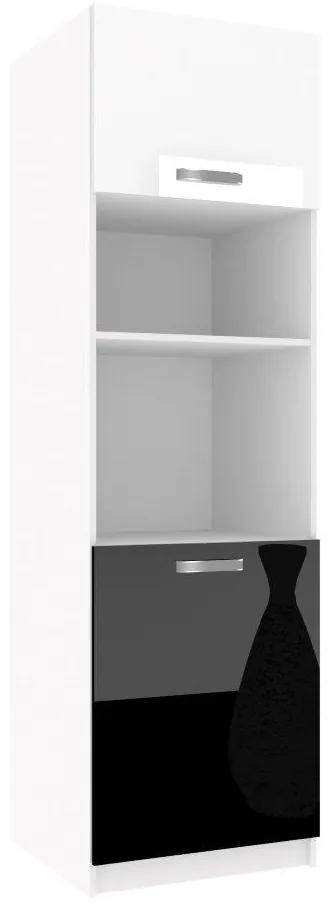 Vysoká kuchyňská skříňka Belini pro vestavnou troubu 60 cm bílý lesk / černý lesk  INF SSP60/0/WT/WB/0/F