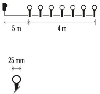 LED Vánoční venkovní řetěz 40xLED/9m IP44 růžová