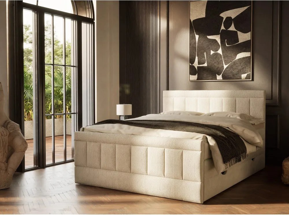 Béžová boxspring postel s úložným prostorem 180x200 cm Caya – Maison de Rêve