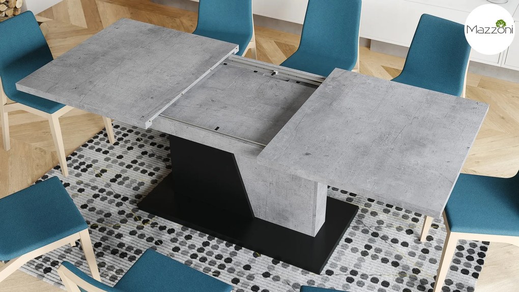 Jídelní rozkládací stůl NOBLE NOIR 160x90 cm beton/černá