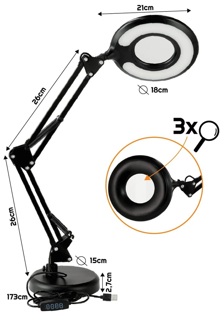 BERGE Stolní LED lampa 8W CCT černá