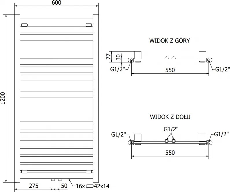 Mexen Uran, elektrické topné těleso 1200x600 mm + topná tyč 600 W, antracitová, W105-1200-600-2600-66