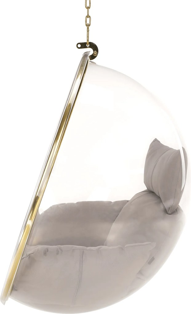 Závěsné křeslo, transparentní/zlatá/šedá, BUBBLE NEW TYP 1