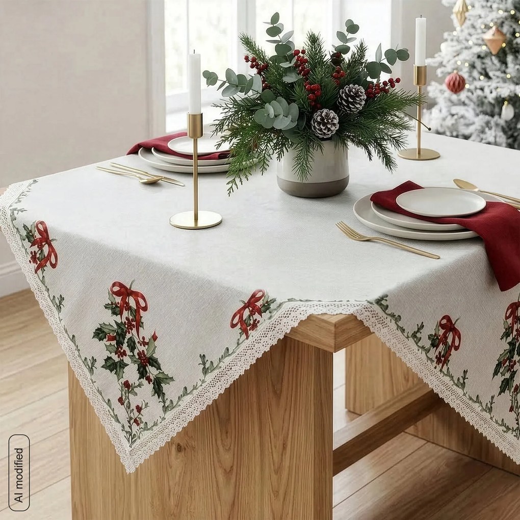 VÁNOČNÍ UBRUS XMAS7 85X85 CM VZOROVANÝ