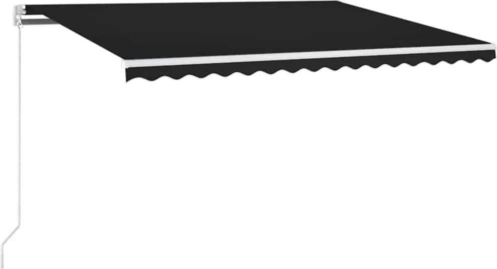 Ručně zatahovací markýza s LED světlem 450 x 300 cm antracitová 3068924