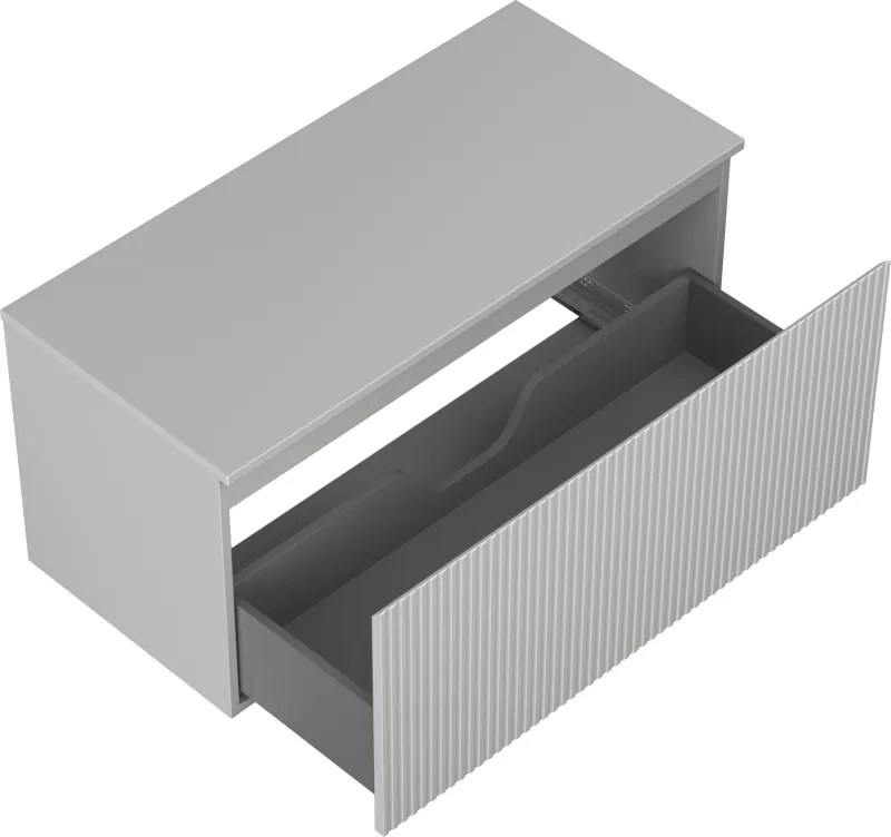 Mexen Rivel, koupelnová skříňka 100 cm s horní částí, 1 zásuvka, drážkovaná, šedá matná, 91A20-10047-1-BFC62