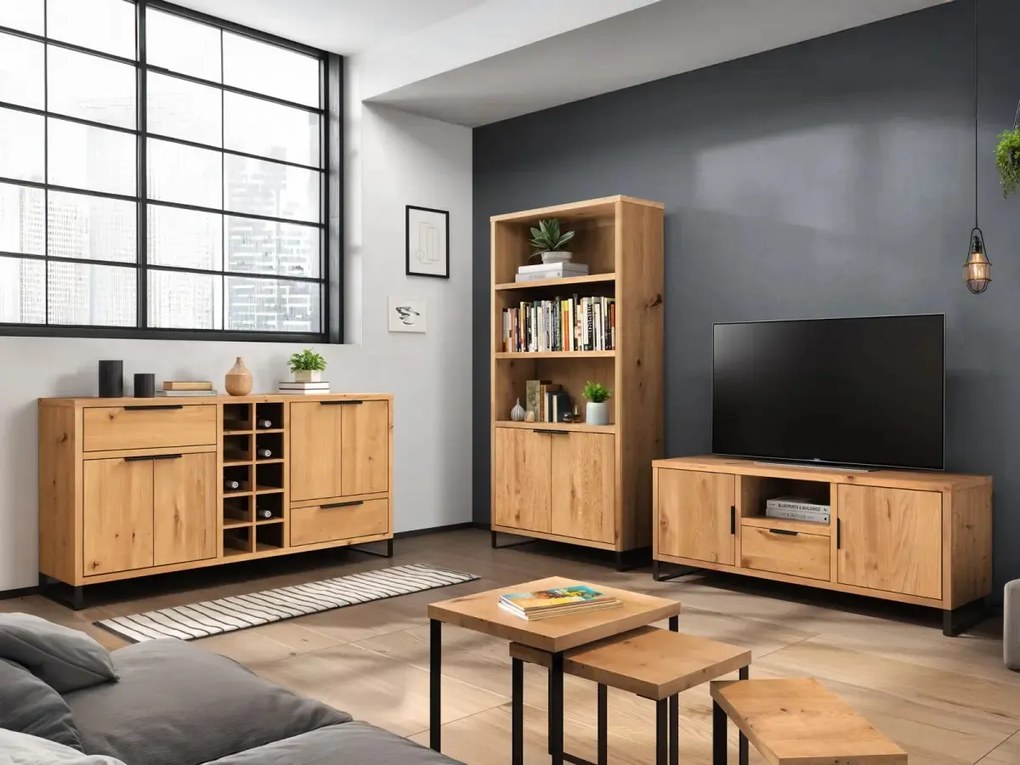 furniture-nabytek.cz - Sada 3 Konferenčních stolků Sidora divoký dub