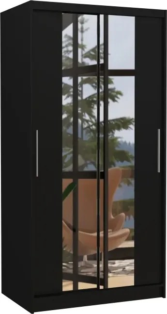 Posuvná skříň se zrcadlem DRAGONIS 100 černá