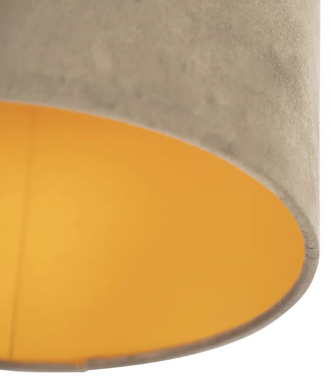 Stropní lampa s velurovým odstínem taupe se zlatem 25 cm - černá Combi