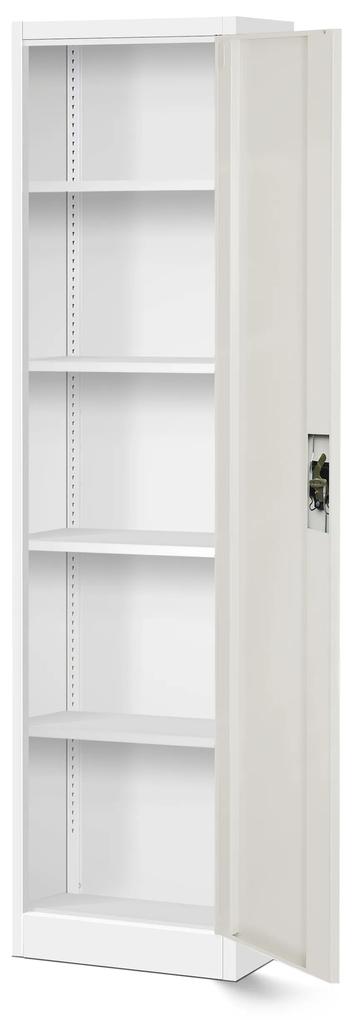 Plechová skříň ALEX, 450 x 1850 x 400 mm, Eco Design: bílá/ dub sonoma
