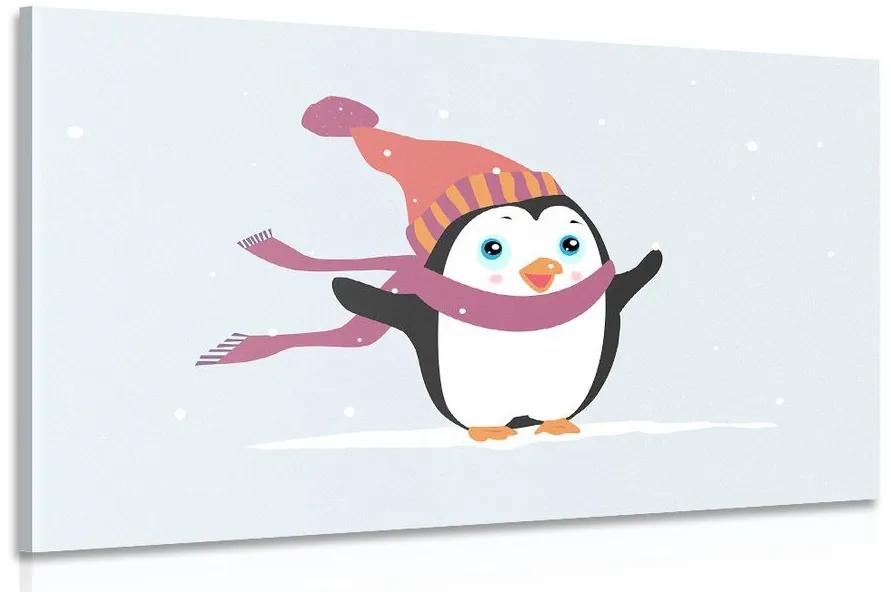 Obraz roztomilý tučňák s čepicí - 90x60 cm