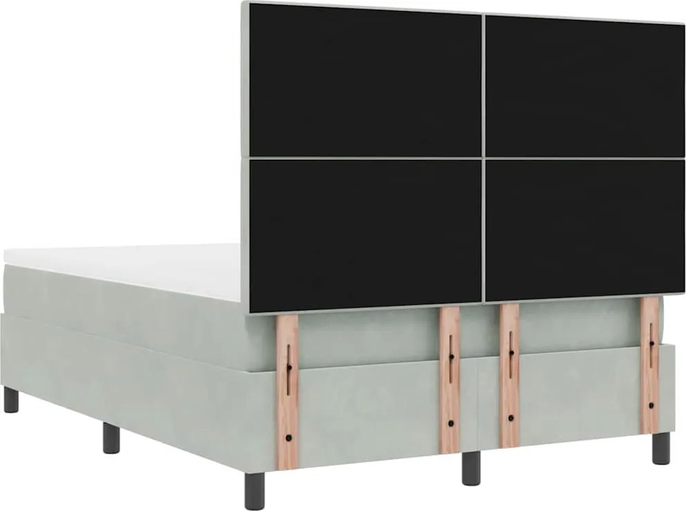 Postel s boxspringem s čelo Světle šedá 140 x 190 cm samet 3339830