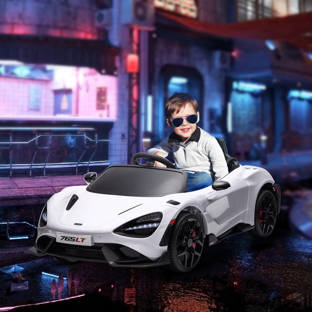 AIYAPLAY dětské elektrické auto s křídlovými dveřmi, ovladatelné na dálku, s jemným pohonem a LED světly, bílé
