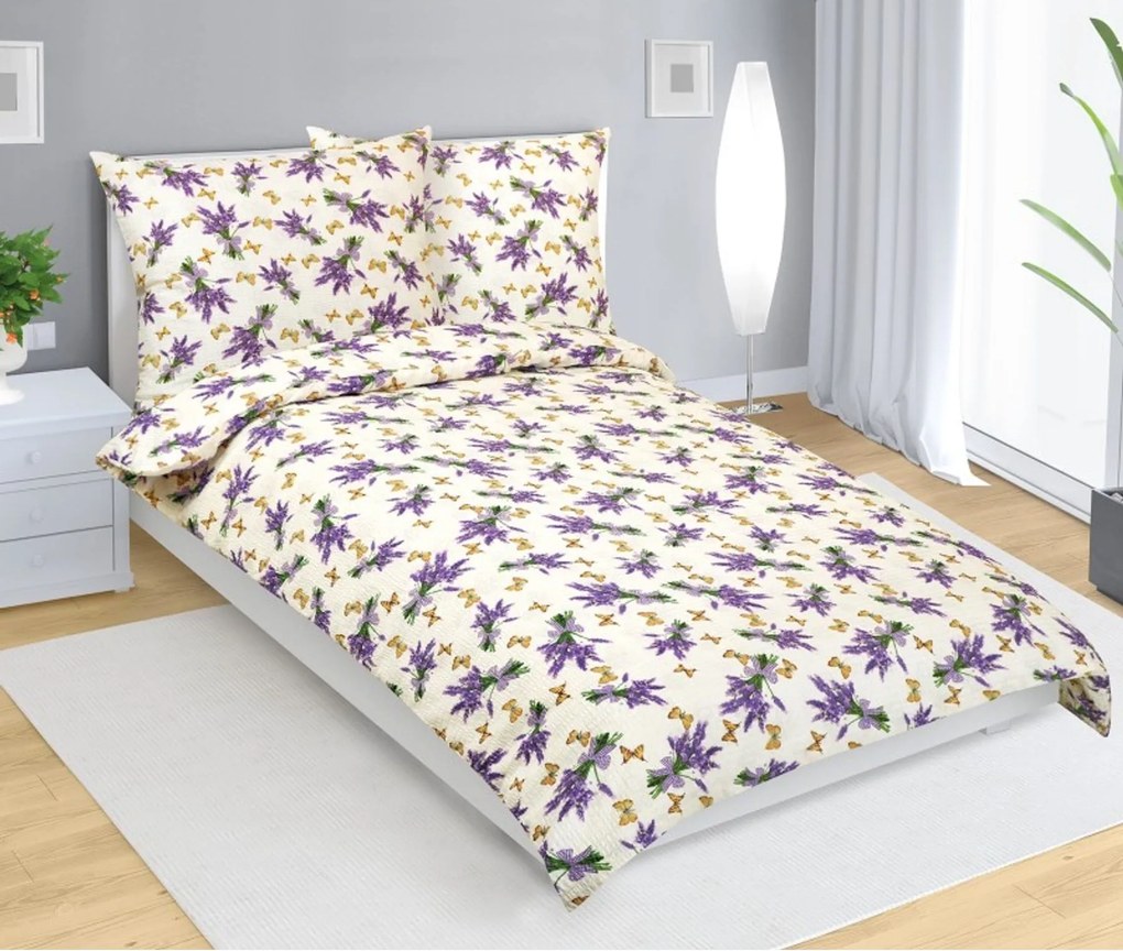 Povlečení krepové Fialová,Žlutá 80/194 - 140x200, 70x90 cm