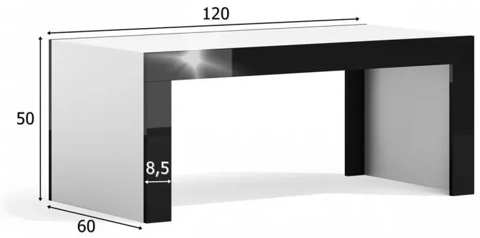 Mazzoni MILA černá / burgund lesk, konferenční stolek