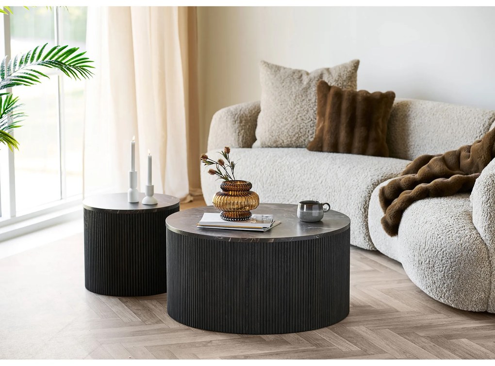 House Nordic Odkládací stolek ROTA hnědý mramor ø45 cm