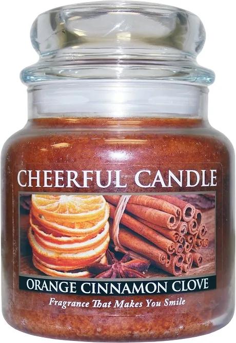 Cheerful Candle Vonná svíčka ve skle Pomeranč a Koření - Orange Cinnamon Clove, 16oz