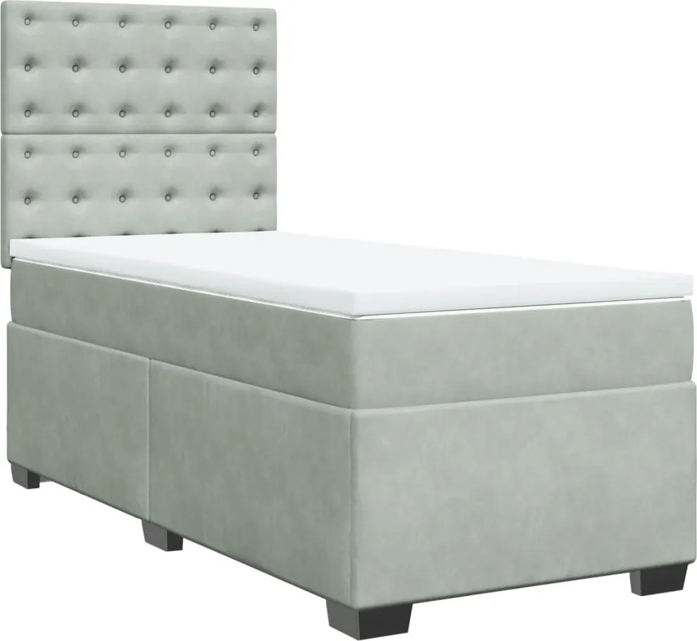 Box spring postel s matrací světle šedá 80 x 200 cm samet 3290774