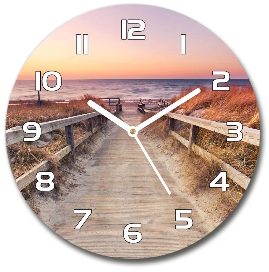 Wallmuralia Skleněné hodiny kulaté Stezka na pláž fi 30 cm