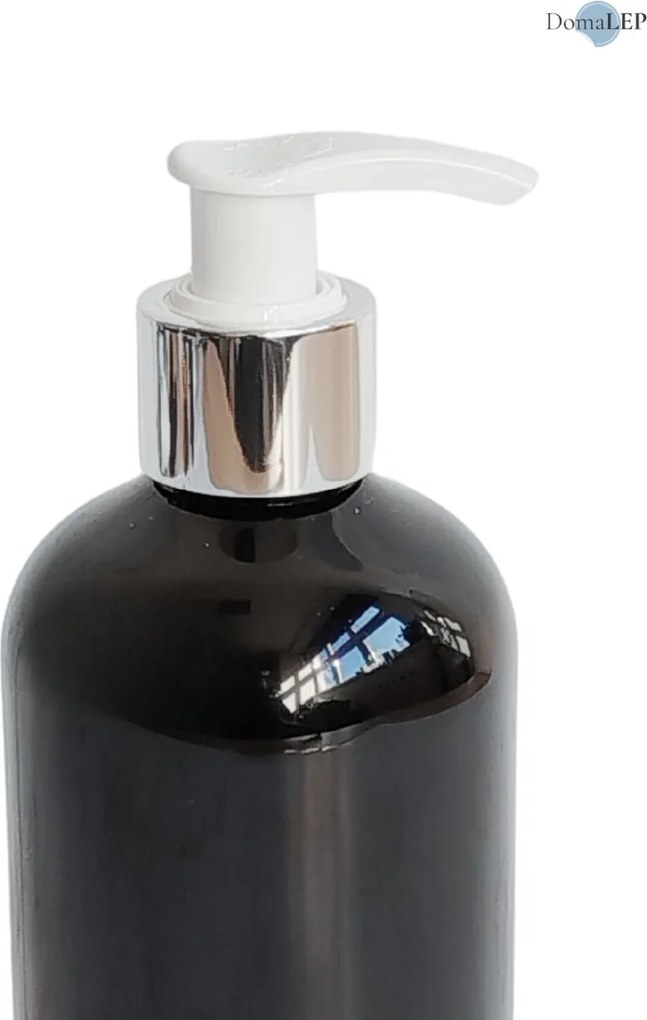 Dávkovač na mýdlo 300 ml černý s bílo-stříbrnou pumpičkou BELA
