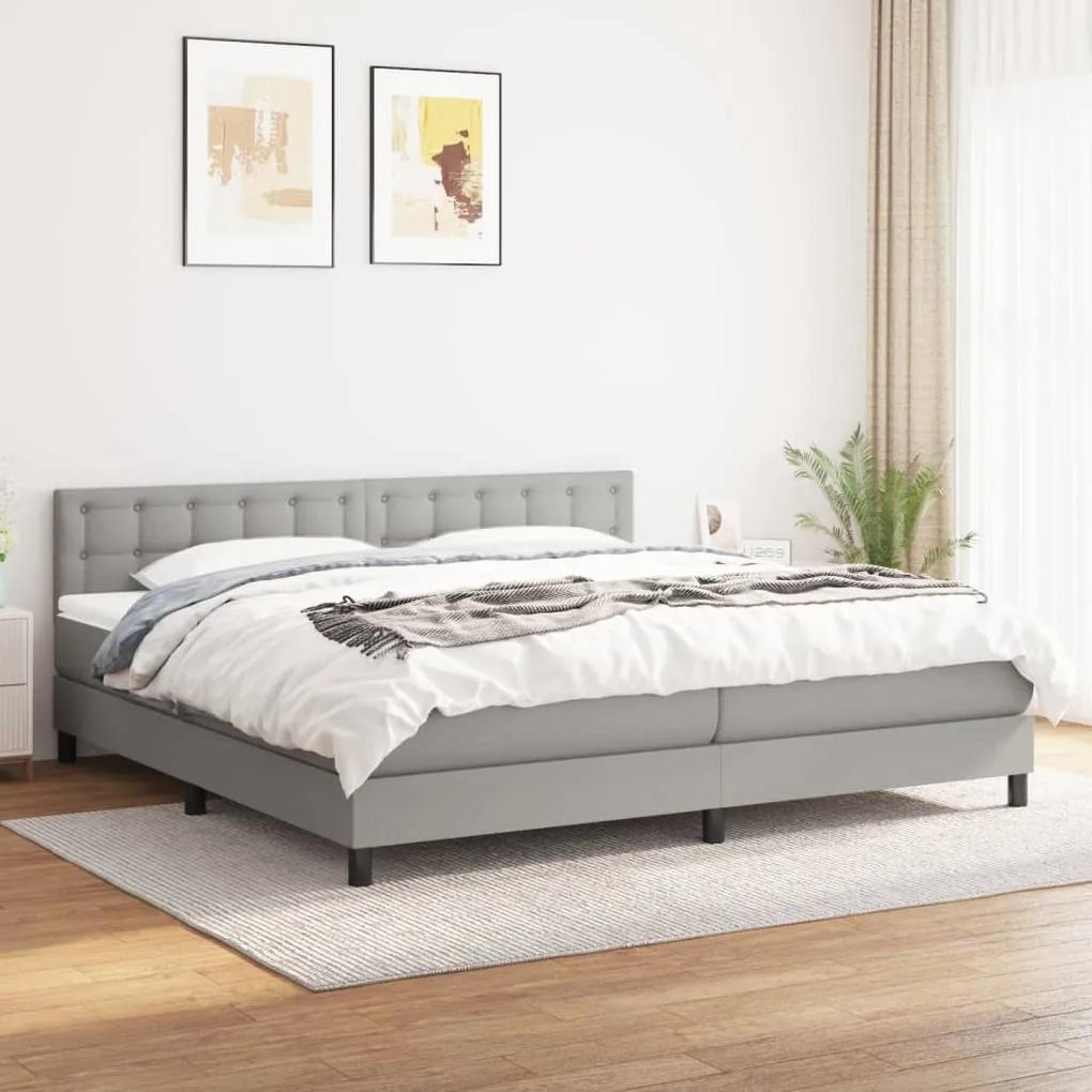 Box spring postel s matrací světle šedá 200 x 200 cm textil,  3140401