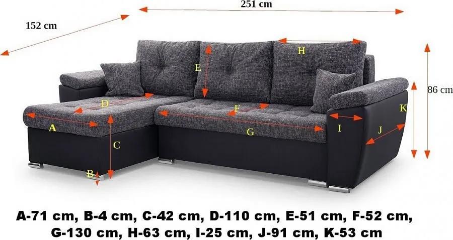 Casarredo - Komfort nábytek Rohová sedací souprava PETER rozkládací s úložným prostorem, Soft17/Lawa5