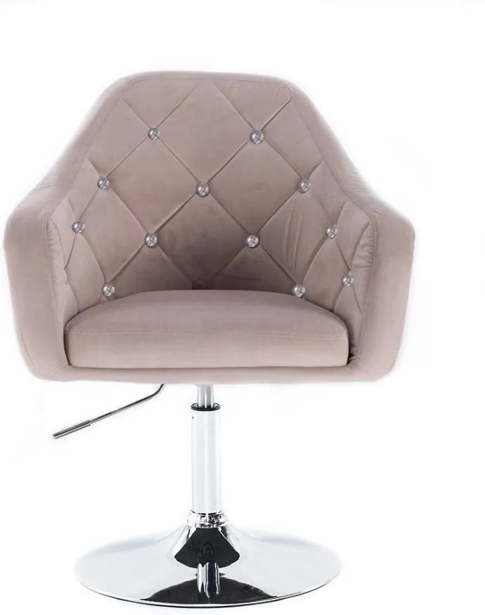 LuxuryForm DESIGN Otočné křeslo ROMA VELUR na stříbrném talíři - světle šedé