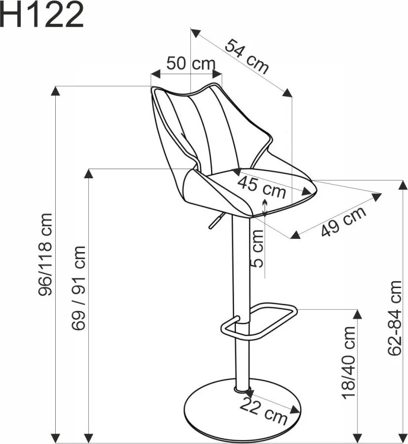 Barová židle H122 šedá