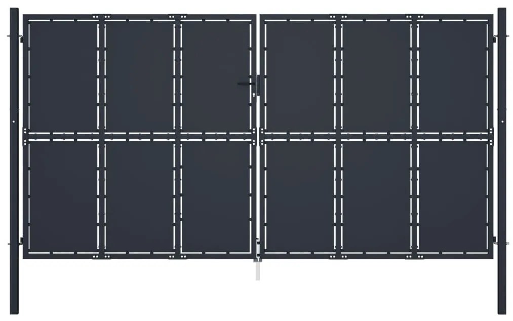 Zahradní brána ocelová 400 x 200 cm antracitová 144534