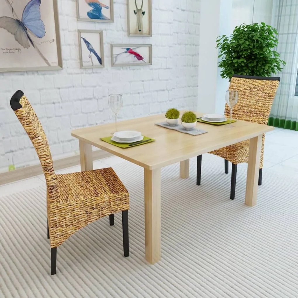 Jídelní židle 2 ks abaka a masivní mangovníkové dřevo - Default Title