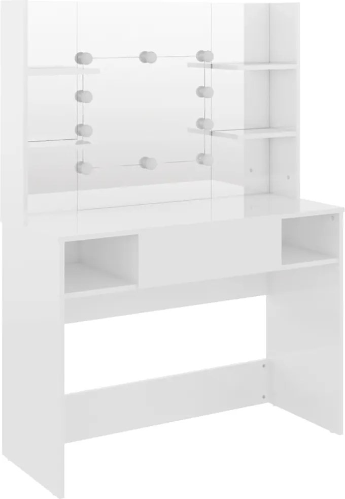 Kosmetický stolek s LED světly 100x40x135 cm MDF zářivě bílý 331539