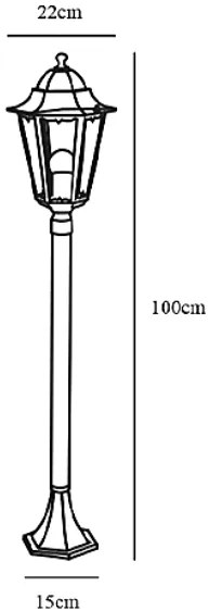 Nordlux 74398003 Cardiff, venkovní sloupková lampa, 1x60W, hliník, černá, IP44, výška 100cm