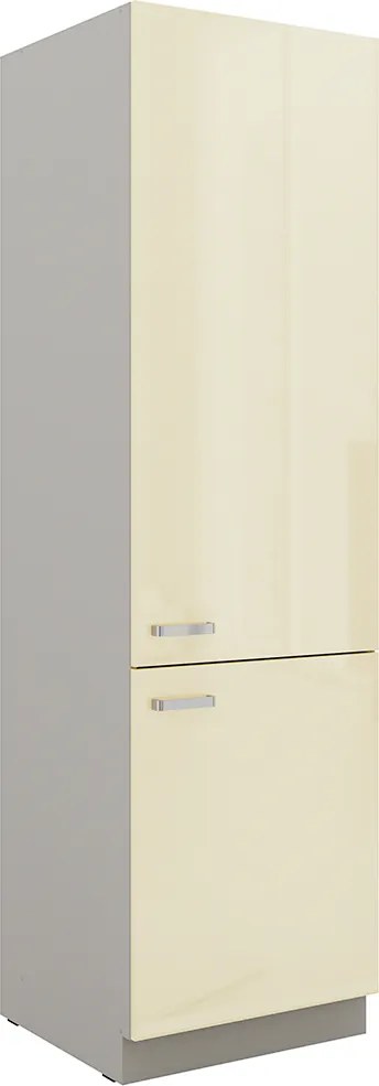 KARMEN | vysoká skříňka 60 LO-210 2F na vestavnou lednici | 60 cm | světle šedá/krémová lesk