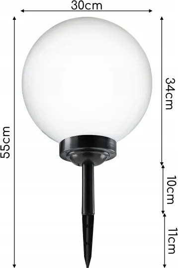 LED Solární lampa LED/1,2V 6500K 200 mAh pr. 30 cm IP44 bílá/černá