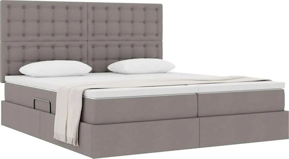 Postel s úložným prostorem s čelo Taupe 180 x 200 cm Textil 3372224