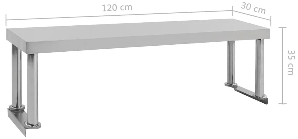 vidaXL Marketos Police nad pracovní stůl 120 x 30 x 35 cm nerezová ocel
