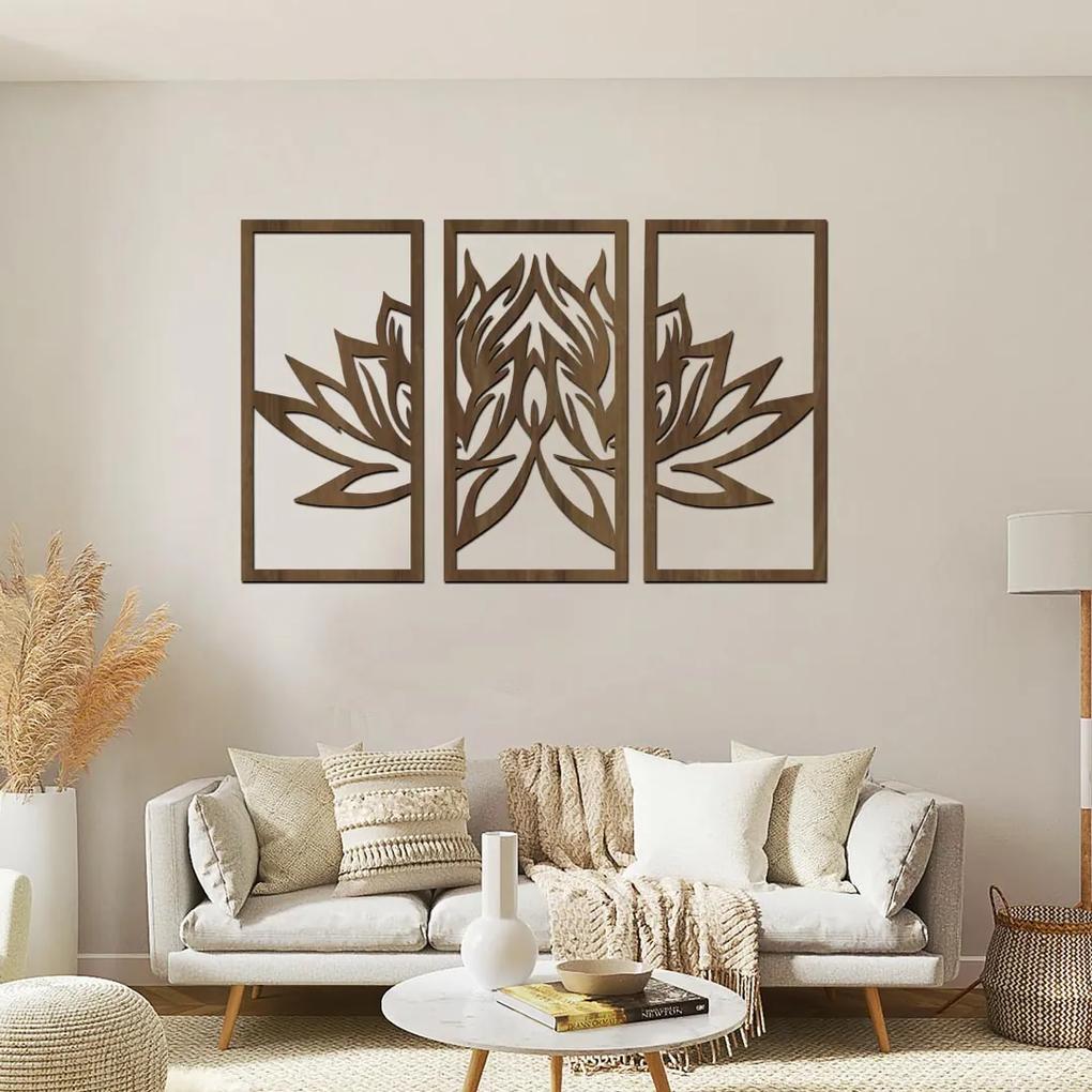dřevo života 3dílny obraz LOTOSOVÝ KVĚT Barevný vzor: Bílá, Rozměry (cm): 60x40